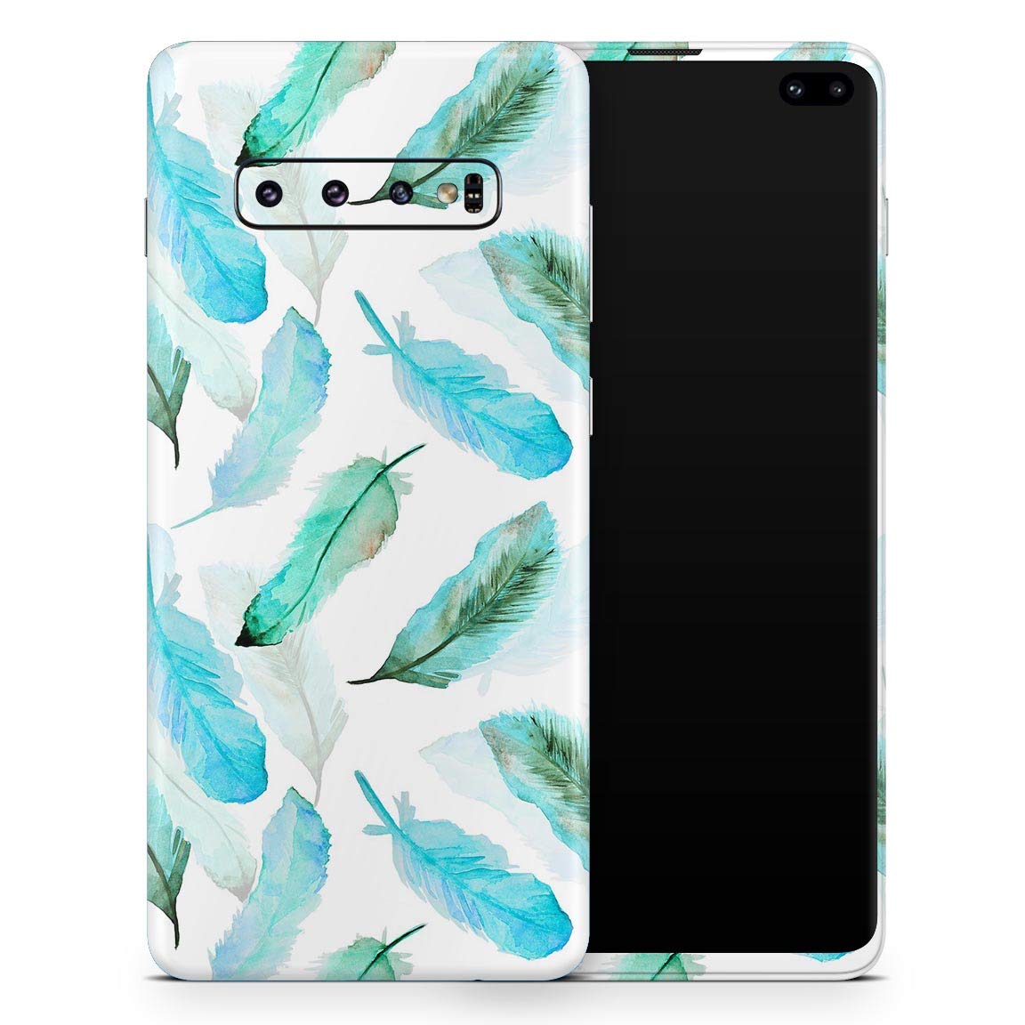 DesignSkinz Feathery Watercolor Protective Vinyl Decal Wrap Skin Cover Compatible with The Samsung Galaxy S20 (Screen Trim & Back Glass Skin)