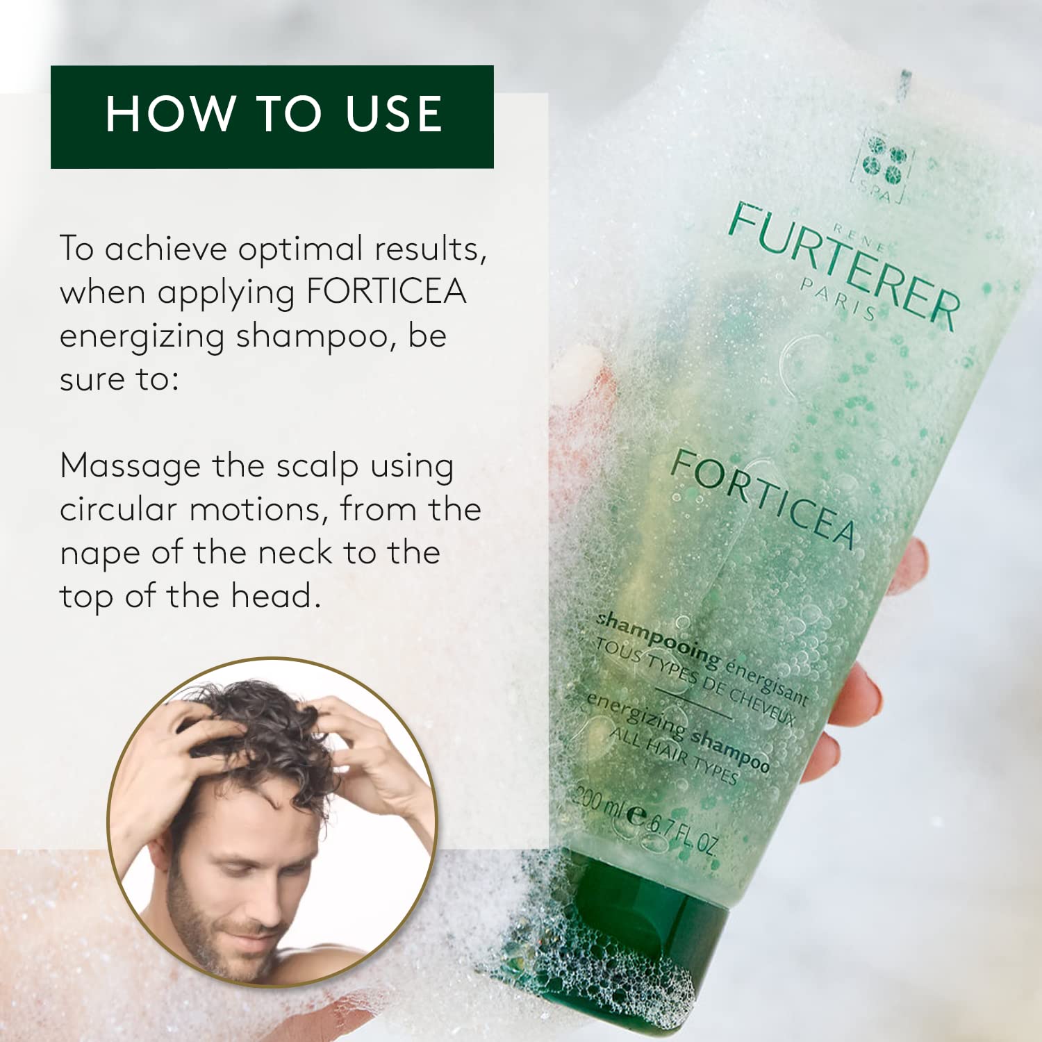 Rene Furterer Forticea Strengthening Revitalizing Shampoo - Formulated with Guarana Extract, Rosemary, Vitamin B3 and B5, - Sulfate, Paraben & Silicone Free, 20.2 Fl Oz