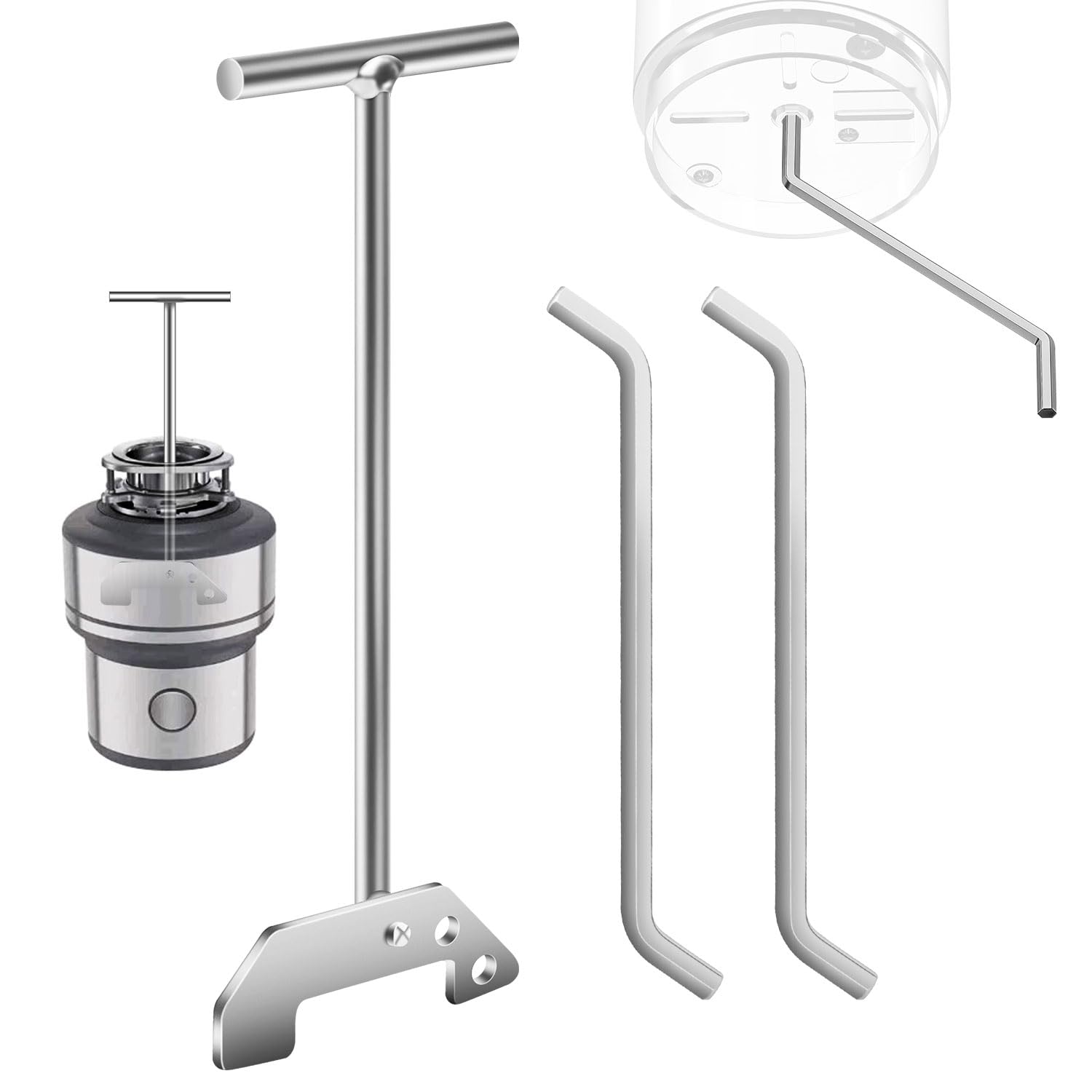 Garbage Disposer Unjamming Wrench & Garbage Disposal Wrench Tool, for InSinkErator/Moen Garbage Disposal Used To Un-Jam/Food Garbage Disposal And Dislodge Jams or Clutter From Above The Sink, Silver
