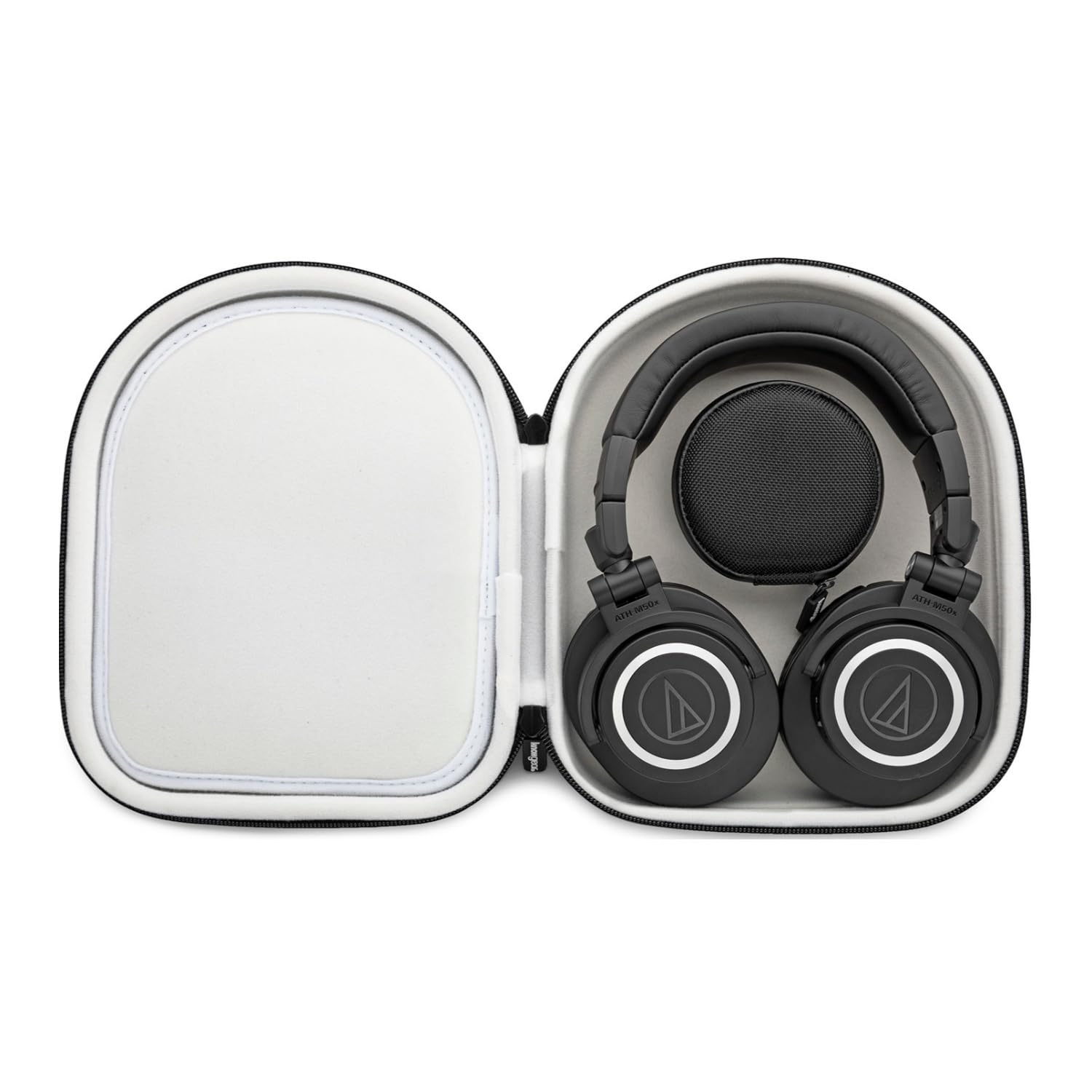 Audio-Technica ATH-M50X Studio Headphones Bundle with Knox Gear Wooden Stand and Protective Case (3 Items)