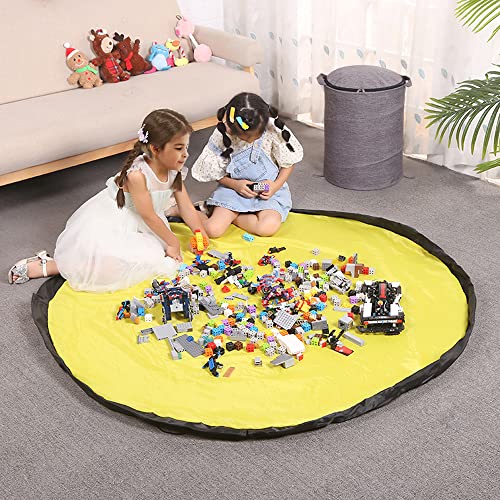 Gifmore Toy Storage Organizers and Play Mat for Kids, Toy Storage Bins for Building Bricks & Blocks, Foldable Canvas Toys Bag for Boys and Girls