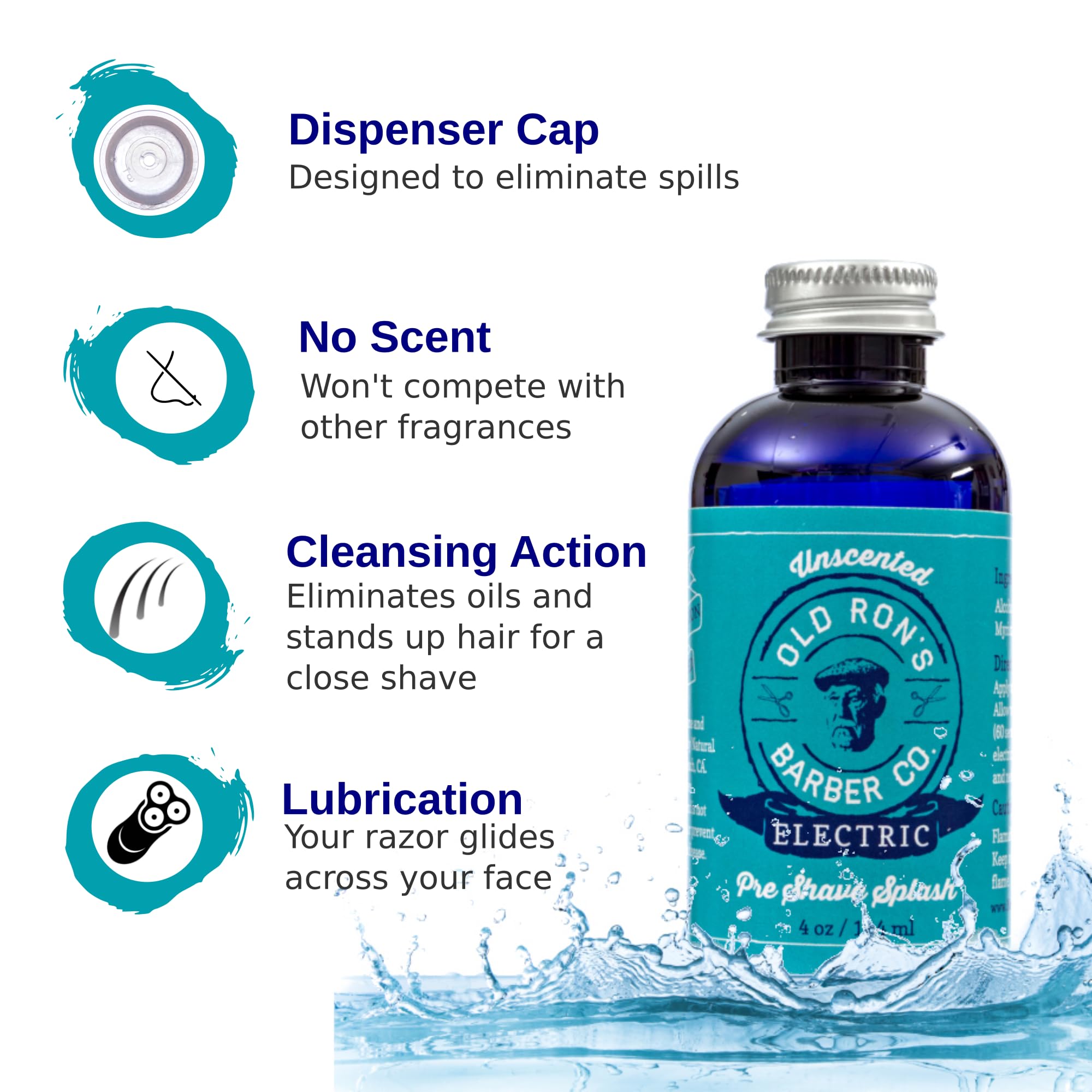 Electric Pre-Shave Splash - Unscented - 4 Oz Bottle