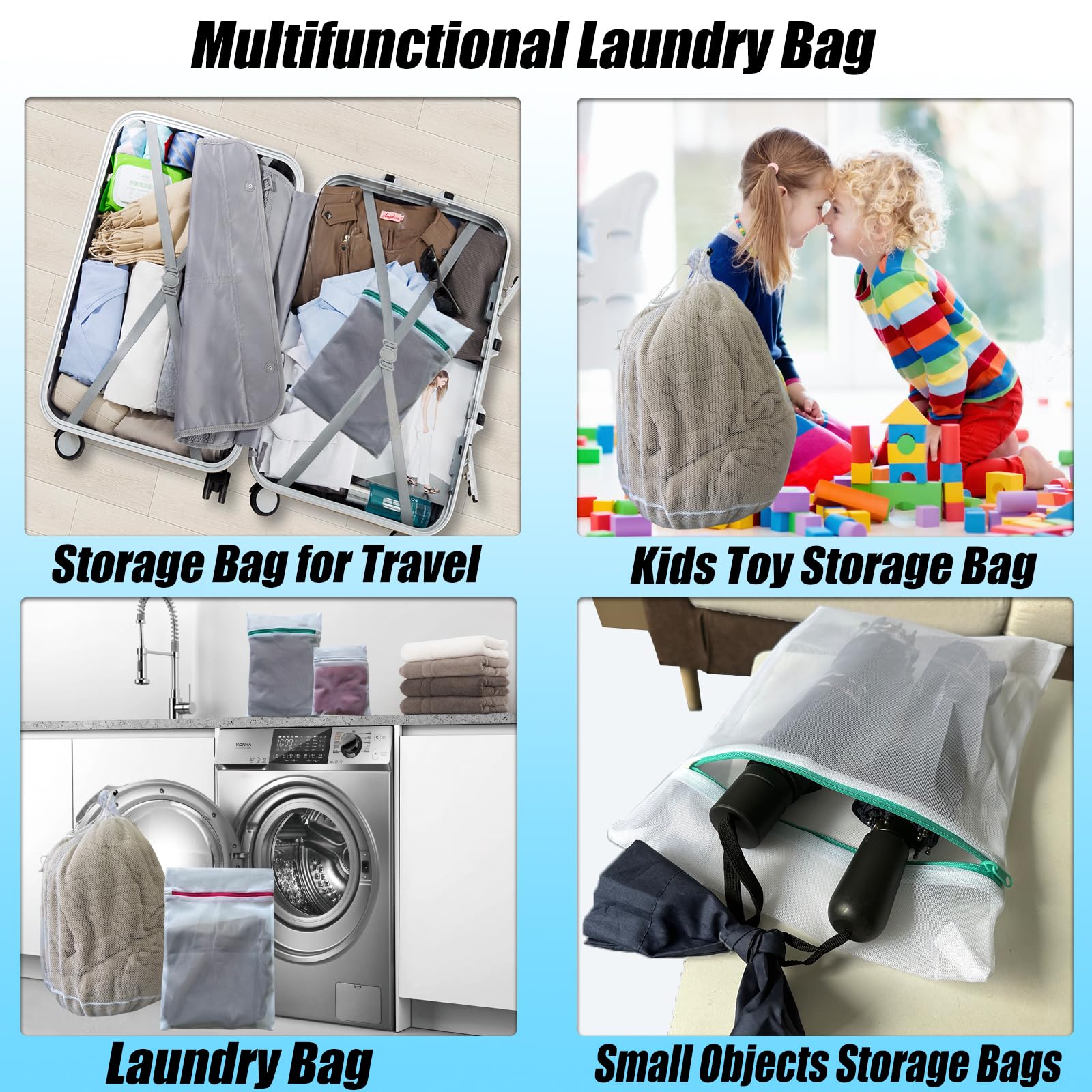 Mesh Laundry Bags Set, 11 Pcs Includes Drawstring Closure Jumbo Large Laundry Bag/Mesh Laundry Bags in Different Sizes and Wool Dryer Balls, Laundry Kit for Washing Machines