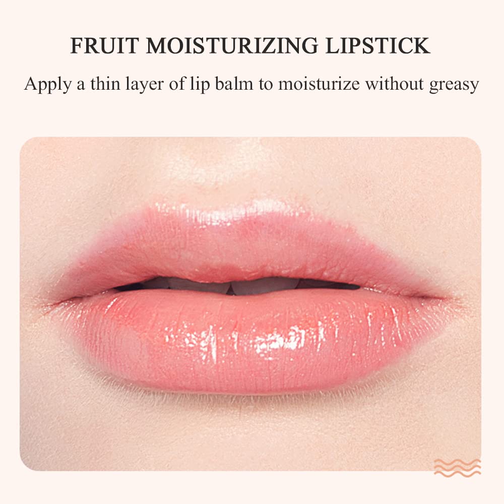 4Pcs Fruit Lip Balm Set,Moisturizing Lip Care Lip Balm,Long Lasting Nutritious Lip Balm Lipsticks Moisturizer,Natural Organic Lip Balm Fruit-Flavored Color,Citrus,Peach,Strawberry,Cantaloupe Lip Balm…