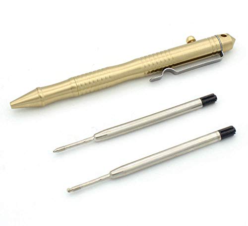 ILEAF Ballpoint Pen Solid Brass EDC Pen, Portable Delicate Signature Pen with Pencil Case and 2 Extra Black Ink Refills