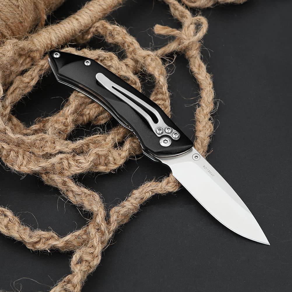 2 Pack Folding Pocket Knife, Rosewood Handle/Aluminum Handle, Belt Clip, Liner Lock, Hunting Knife, Camping Knife, Birthday Gifts for Men