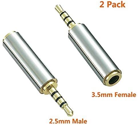 Adhiper Replacement 2.5mm to 3.5mm Stereo Jack Cable Adapter，for Headphone, Tablets, 4 Poles Jack Stereo Adapter for Stereo Audio Jack Adapter Cable，2.5mm to 3.5mm Adapter (2 Pack)