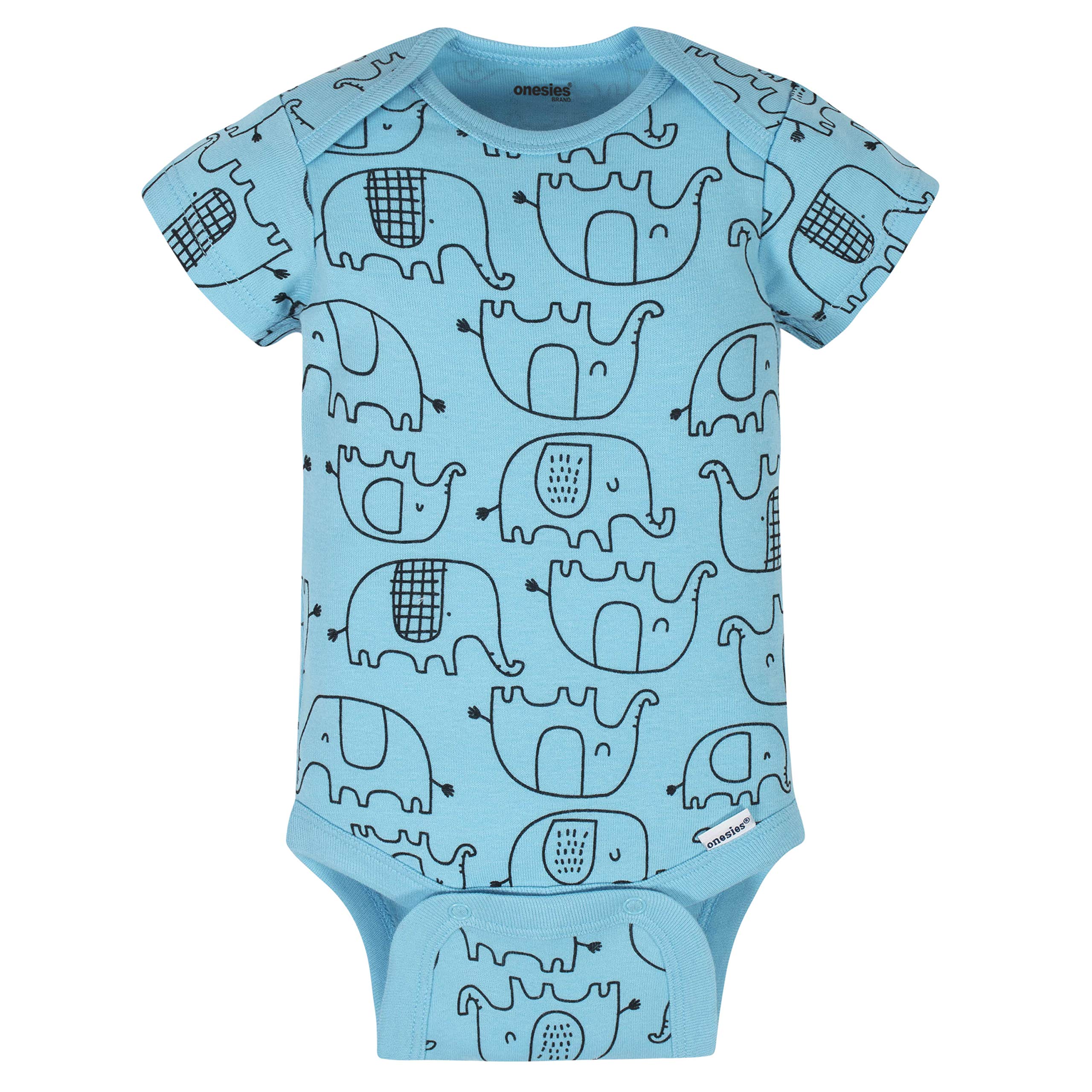 Onesies Brand baby-boys 8-pack Short Sleeve Mix & Match Bodysuits and Toddler T Shirt-Set, White Elephant, 0-3 Months US