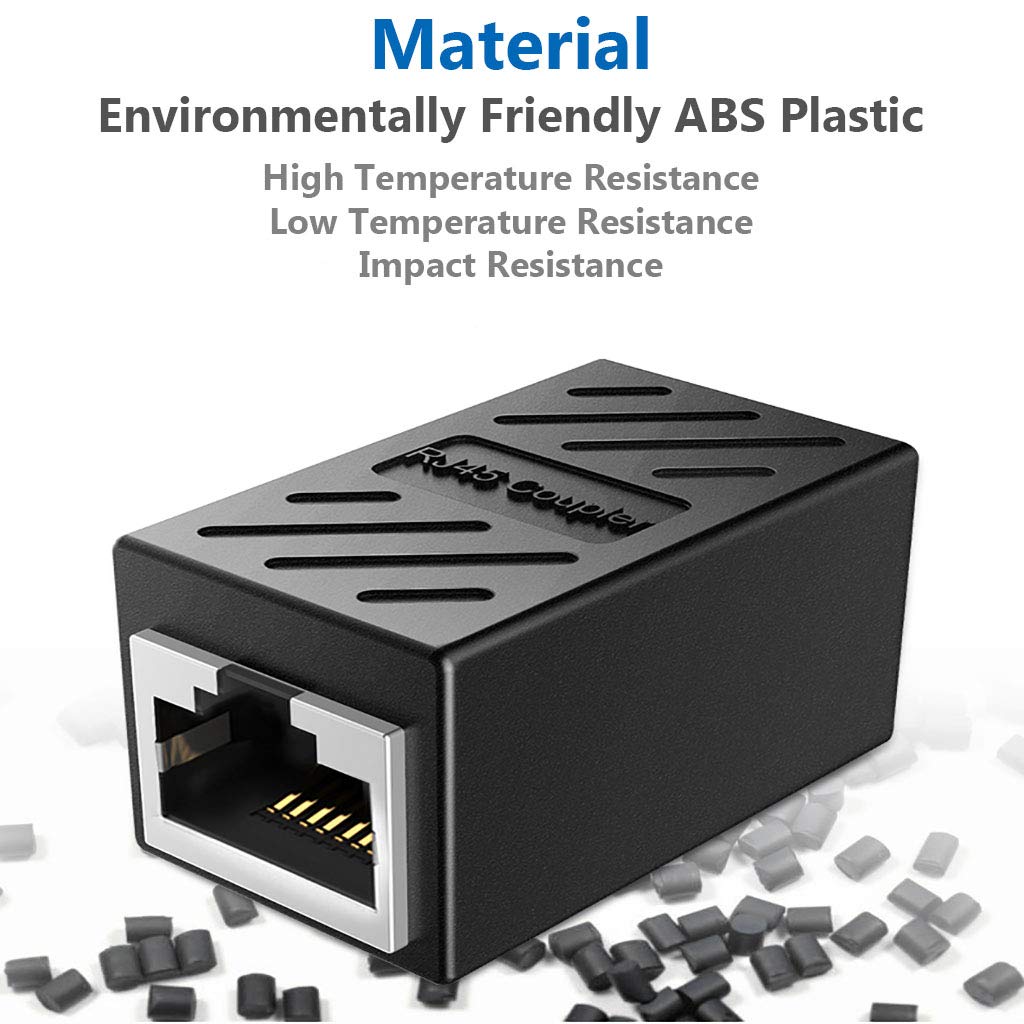 RJ45 Coupler 5 Pack Shielded Inline Gigabit Ethernet LAN Internet Network Patch Couplers Connectors for Cat7/Cat6a/Cat5e Ethernet Cable Extender Adapter Female to Female – Black
