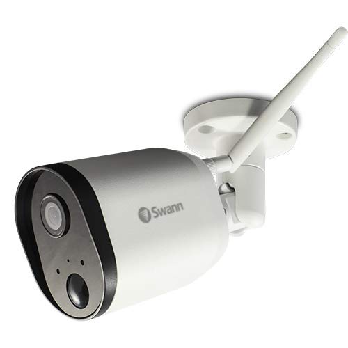 Swann Outdoor Home Security IP Camera, 1080p Wifi Surveillance Cam, IP66 Weatherproof Rating, Night Vision, Heat & Motion Sensor, Wi-Fi Alexa + Google, SWWHD-OUTCAM, White