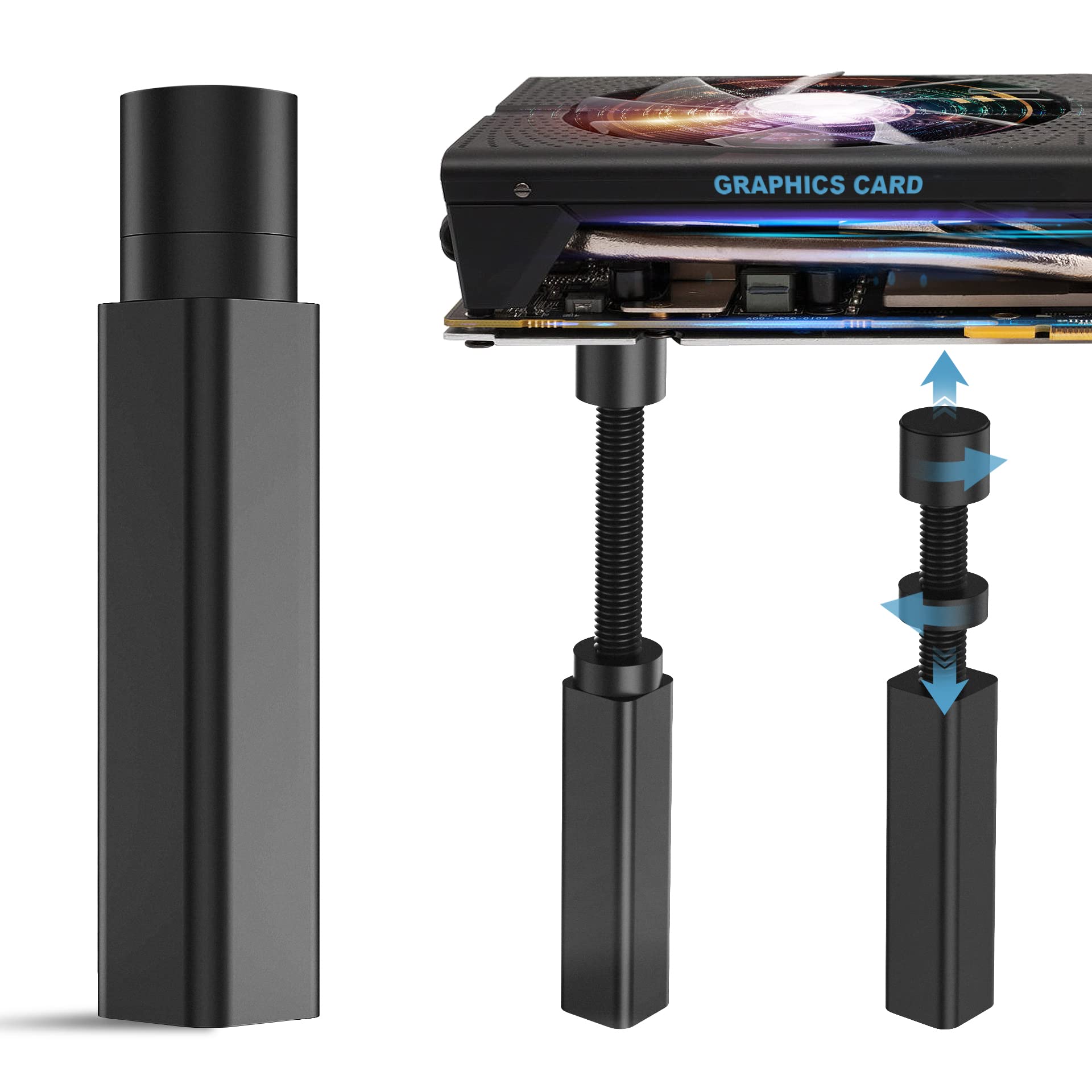 2 Pack GPU Support Bracket, Height Adjustable Graphics Card Brace, Telescopic Rotary GPU Anti Sag Holder Compatiable with MSI AMD NVIDIA