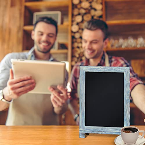 HBCY Creations Rustic Blue Wood Tabletop Chalkboard with Legs/Vintage Wedding Table Sign/Small Kitchen Countertop Memo Board/Antique Wooden Frame (9.5β x 14β Inches) (Rustic Blue)