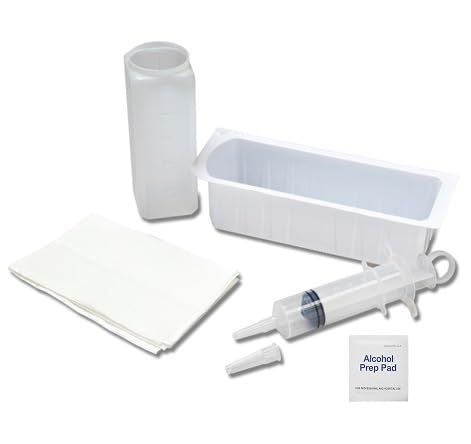 AmeriCan Goods Piston Irrigation Tray Sterile 60ml with Container, Tray, Tip Protector, Drare, Alcohol Prep Pad (1)