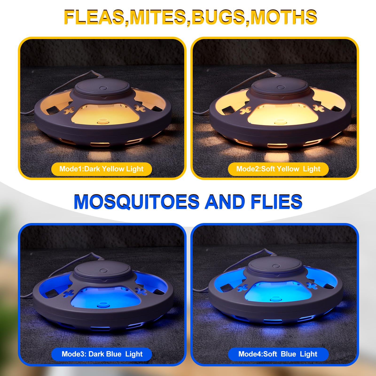 Kittmip 4 Pcs Flea Traps with 8 Sticky Discs for Inside Your Home Bug Killer Safe Flea Light Trap Safe to Pets Mosquito Trap Gnat Traps for UV Night Light Bug Catcher Attractant(White)