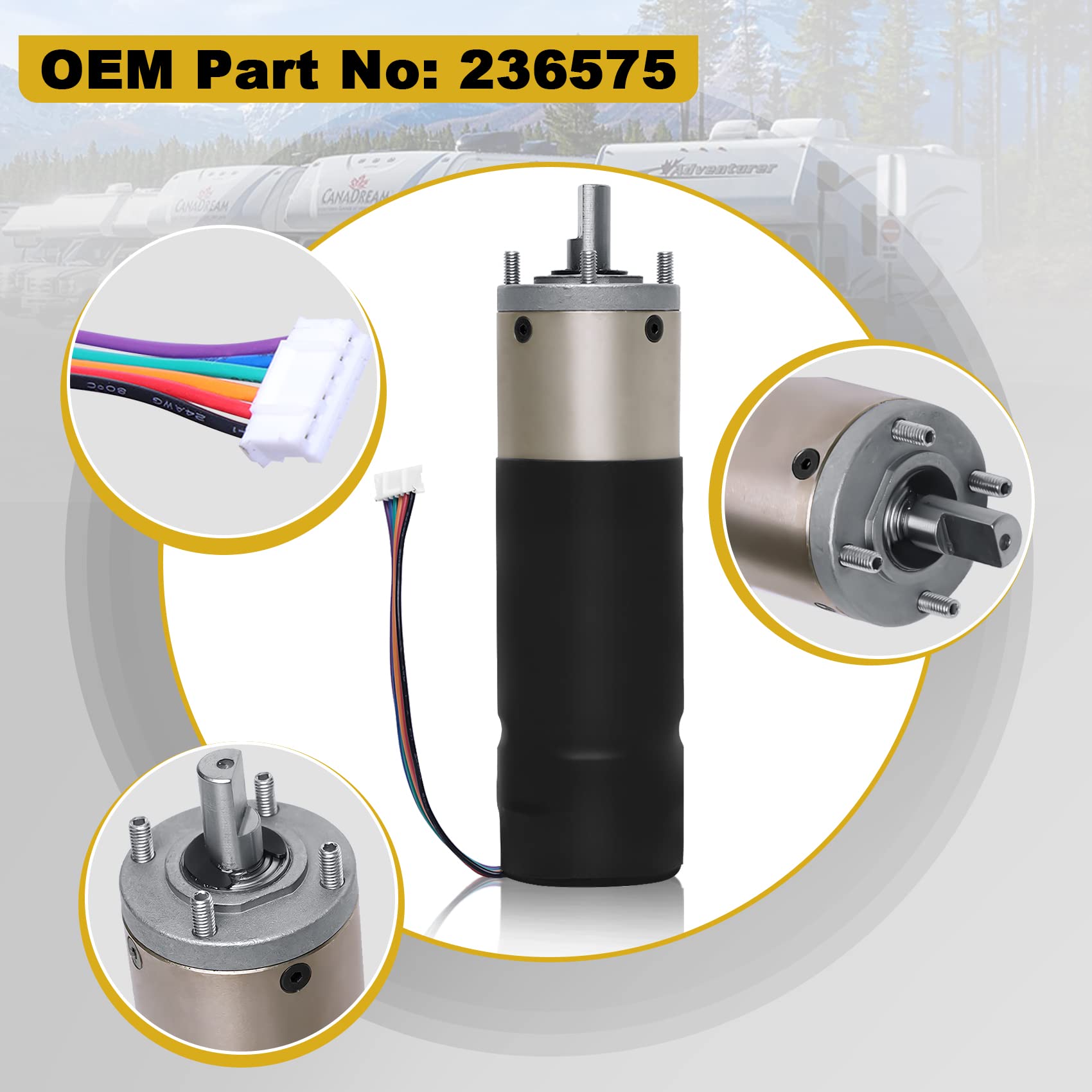 236575, RV in-Wall Slide-Out Motor Compatible with Lippert Schwintek in-Wall Slide System, IG-42 10mm motor Assembly, Slide Motor for Travel Trailer and Camper | 300:1 High Torque Gear Ratio, 12V