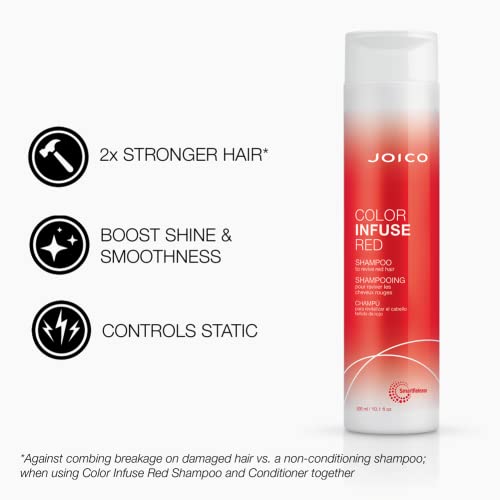 Joico Red Shampoo - Refresh Red Tones, Boost Color Vibrancy & Shine - With Rosehip Oil & Green Tea Extract - 10.1 Fl Oz