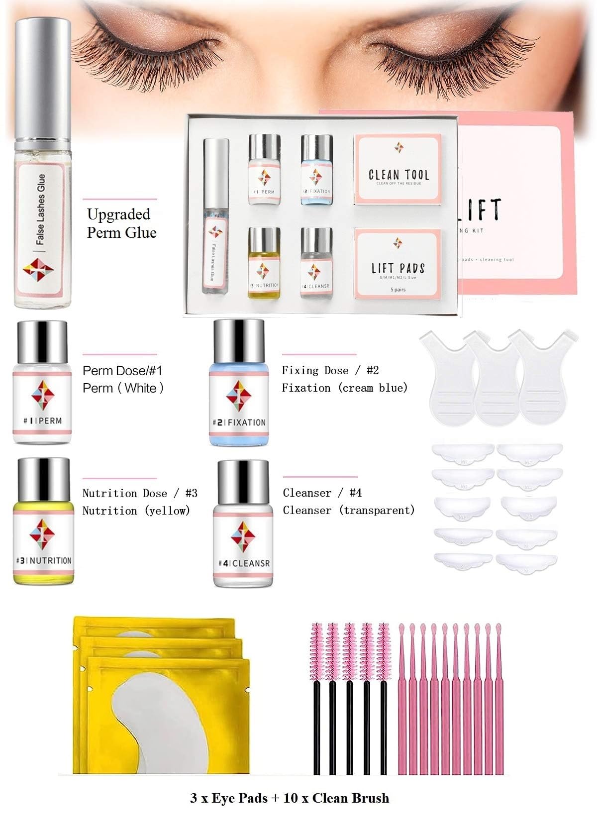 TUBeauty Eyelash Perming Full Kit, Upgraded Professional Eyelash Perming Eye Lashes Extension Perming Kit Nutritious Eyelashes Curling Lash Lift ICONSIGN (Glue Upgraded Version)