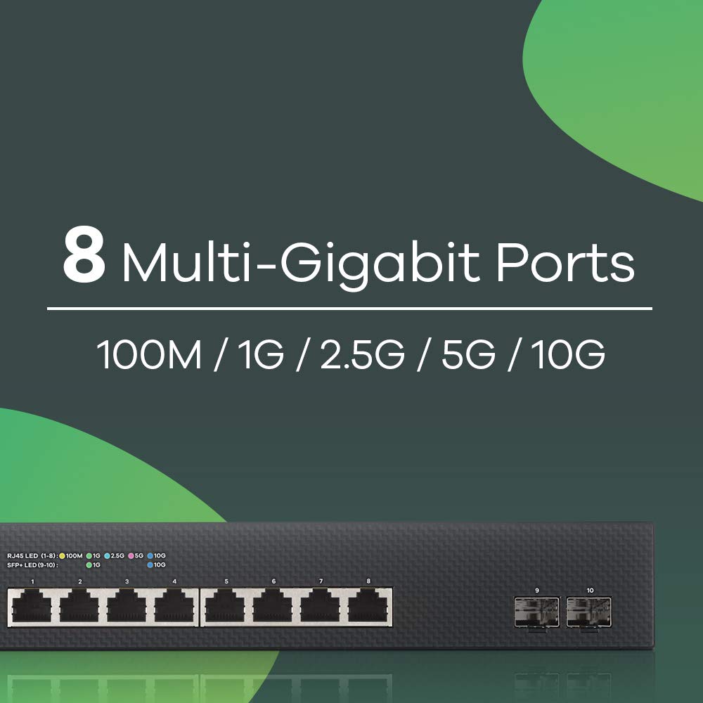 Zyxel 8-Port Multi-Gigabit Ethernet Smart-L2+ Managed Switch | 2X 10G Ethernet | 2X 10G SFP+ | Optional Nebula Cloud | Rackmount | Limited Lifetime [XMG1930-30HP]
