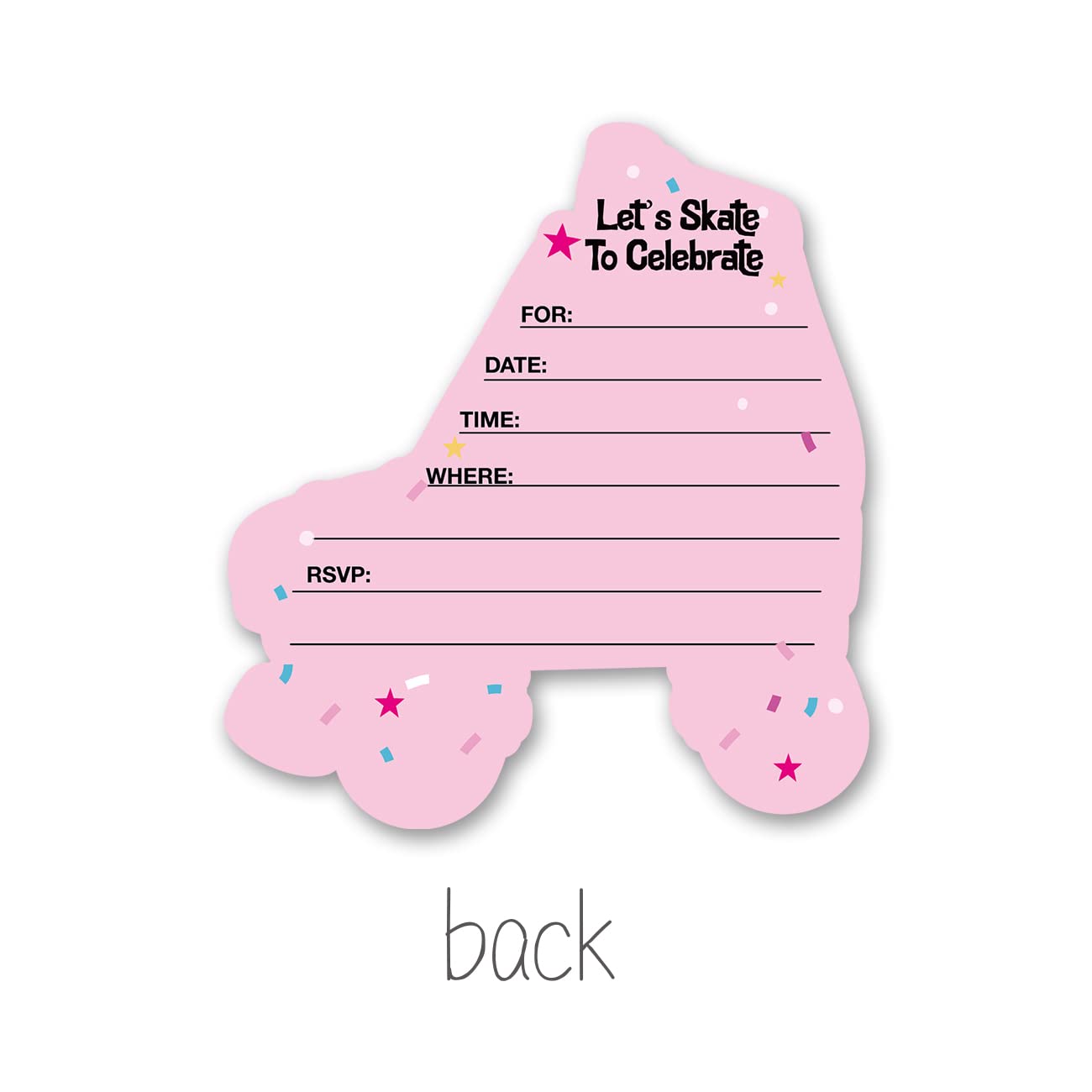 Roller Skating Party Invitations with Envelopes, 20 Set Roller Skate Shaped Invitations Birthday Baby Shower Party Invites Supplies Favors, Double-Sided