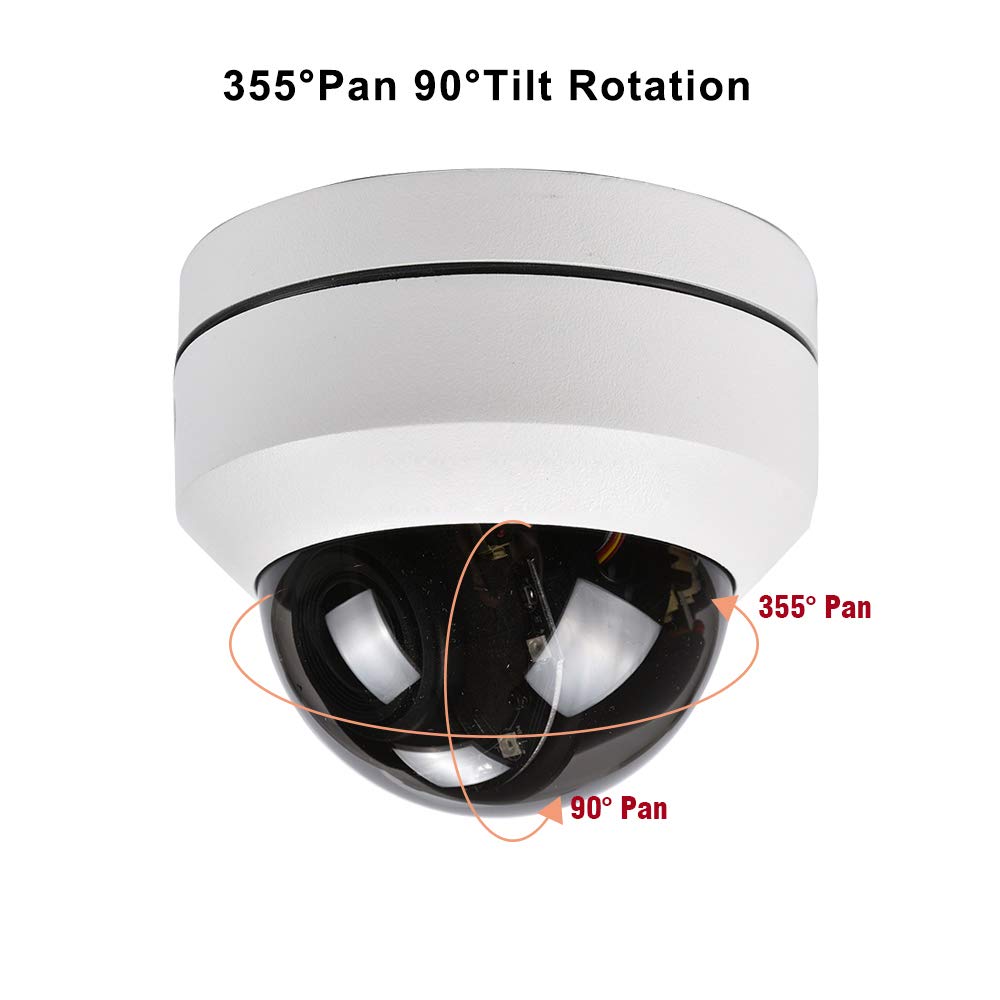 EVERSECU Mini PTZ Camera RS485 HD Analog 1080P 4X Zoom(2.8-12mm) 65ft IR Distance Outdoor High Speed Dome Camera IP66 Weatherproof Full Metal Vandalproof PTZ Camera