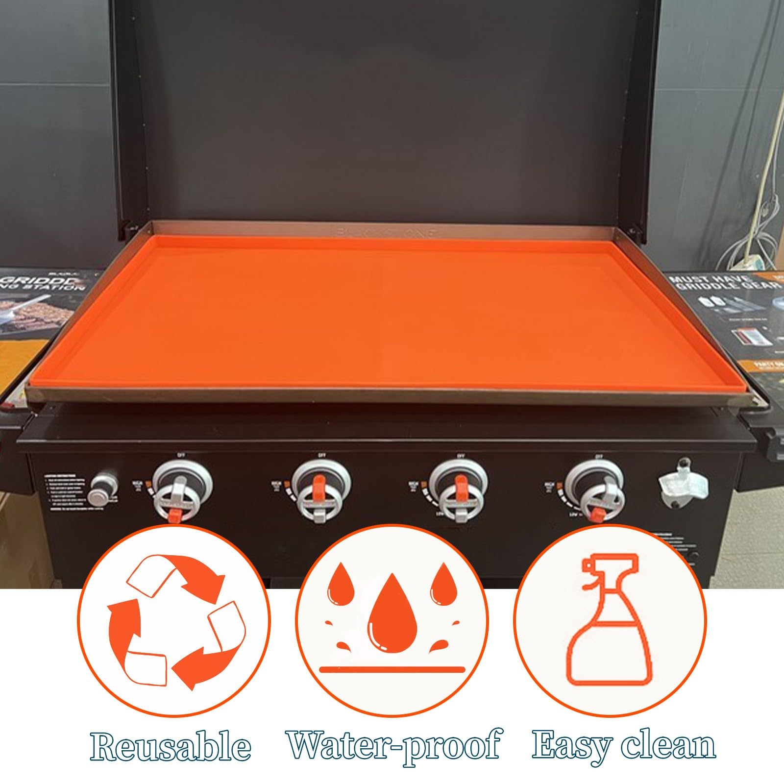 28'' Blackstone Griddle Mat Silicone Protective Griddle Cover for Blackstone Griddle Top Heavy Duty Food Grade Griddle Cover Mat Protect Griddle from Dirt Rust Blackstone Griddle Accessories (28'' A)