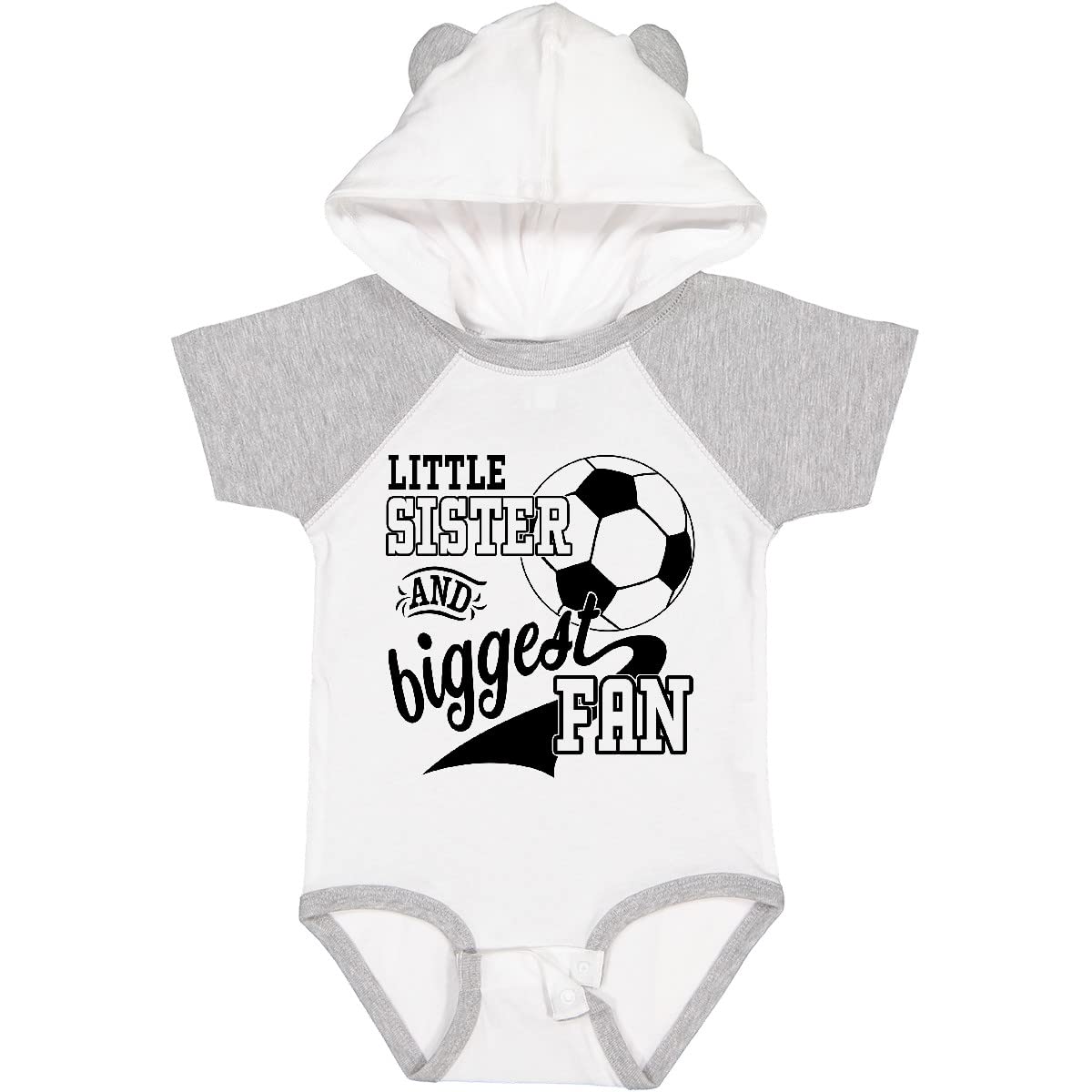 inktastic Little Sister and Biggest Fan- Soccer Player Baby Bodysuit 12 Months White & Heather W/Ears 2c19a