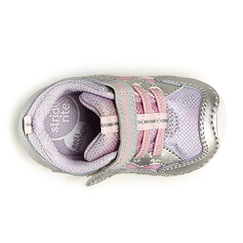 Stride Rite baby girls Soft Motion Kylo Sneaker, Silver/Multi, 6 Toddler US