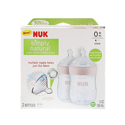 NUK Simply Nautral Baby Bottle, Pink, 5 Ounce (Pack of 2)