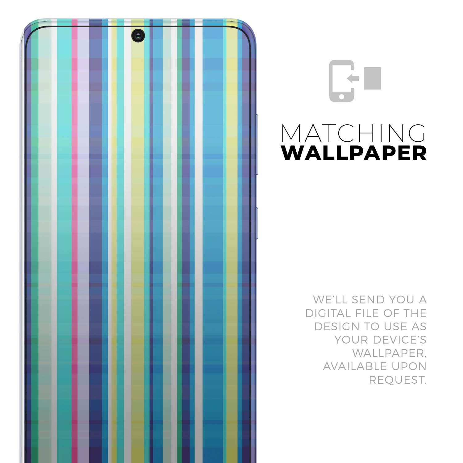 DesignSkinz Colorful Highlighted Vertical Stripes Protective Vinyl Decal Wrap Skin Cover Compatible with The Samsung Galaxy S20 (Screen Trim & Back Glass Skin)