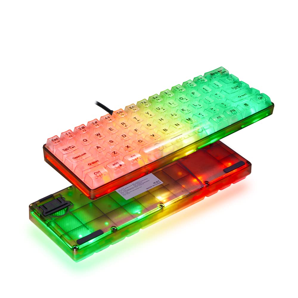7KEYS 60% Percent Gaming Keyboard, 61 Keys Colorful RGB Backlight Transparent, Portable and Compact, Anti-ghosting Gaming Keys, USB-C Detachable Wired Cable for Mac, Laptop, PC Gaming