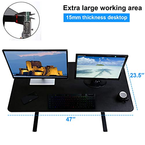 Standing Desk Height Adjustable Stand Up Desk Converter for Laptop Dual Monitors 47 Inches Large Desktop Sit to Stand Desk with Sturdy Frame, Ergonomic Home Office Computer Workstation, Black