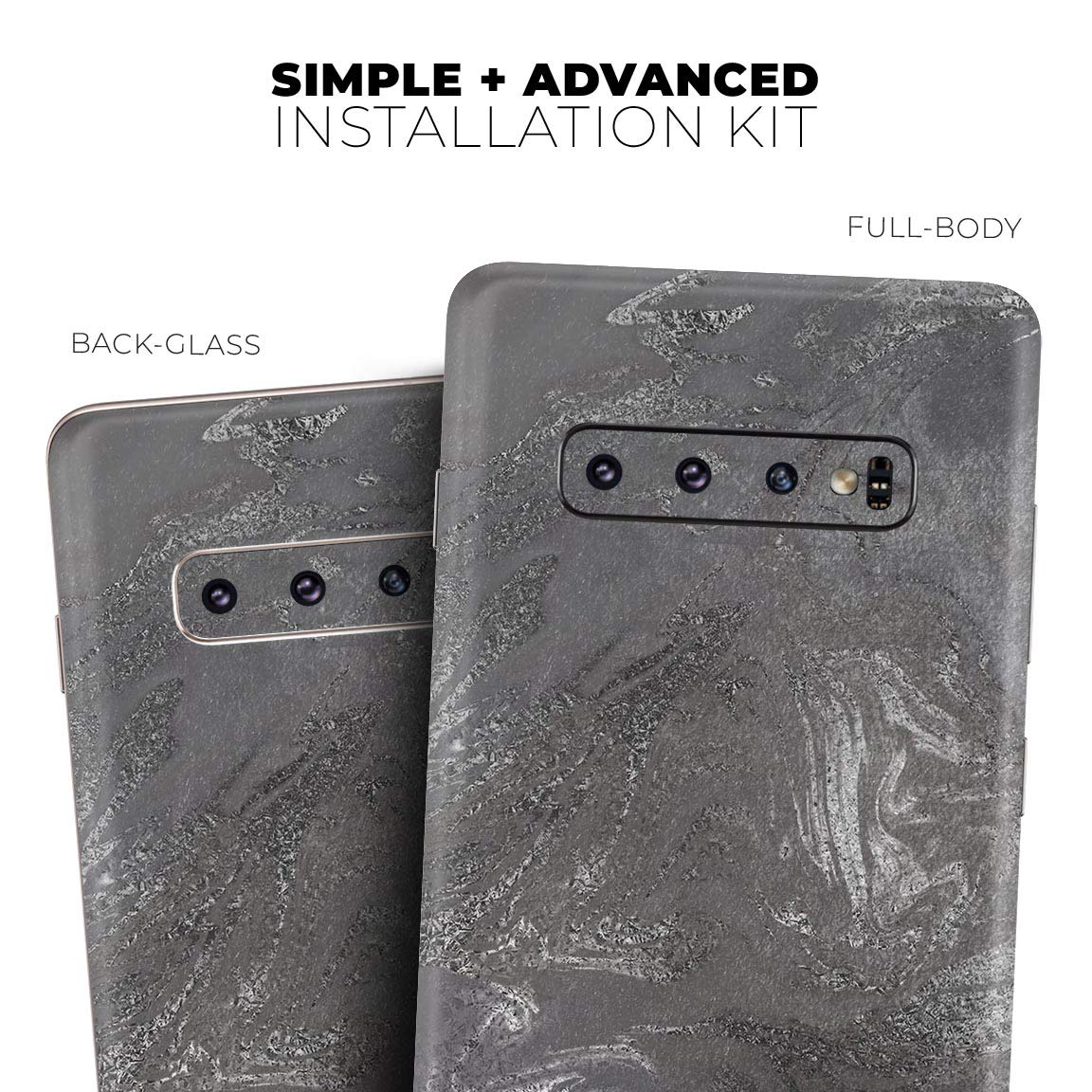 DesignSkinz Black & Silver Marble Swirl V5 Protective Vinyl Decal Wrap Skin Cover Compatible with The Samsung Galaxy S20 (Screen Trim & Back Glass Skin)