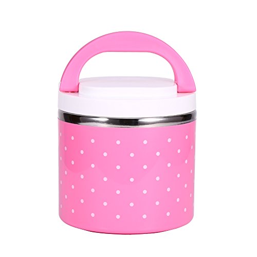 Insulated Lunch Box, 600ml Thermal Thermos Lunch Box Insulation Hot Food Container, Stainless Steel, Storage Lunch, Container, Canteen, Double Walled, Portable Food Bowl (Pink)