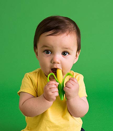 Baby Banana - Corn Cob Toothbrush, Training Teether Tooth Brush for Infant, Baby, and Toddler Green/Yellow Cornelius