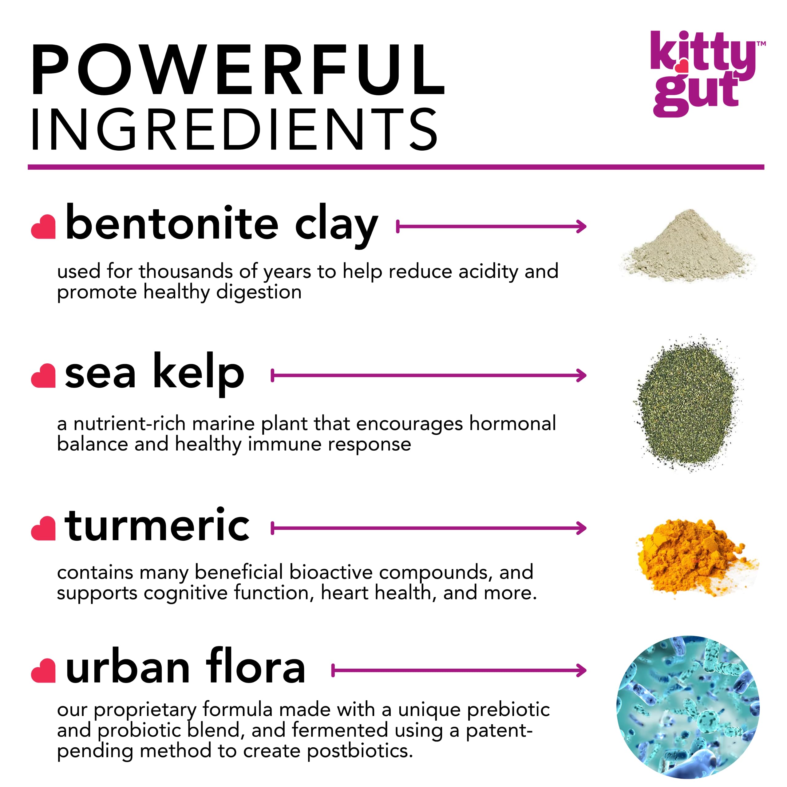 KittyGut 3-in-1 Organic Cat Probiotics & Postbiotic Supplement Powder- Made in USA-Probiotics for Cats Promote Gut Health and Cat Digestive Support, Diarrhea and Vomiting (90g)