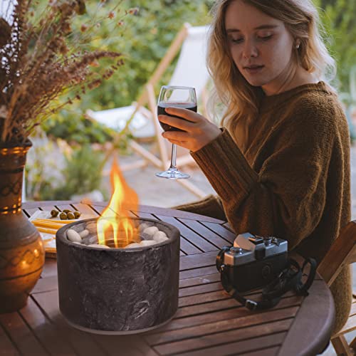 A AIFAMY Tabletop Fire Pit Marble Table Top Fire Pit Bowl, 7" Mini Personal Fireplace for Indoor and Outdoor, Smokeless Clean-Burning Bio Ethanol Fire Pit for Smore’s Maker(1.5h Burning Time)