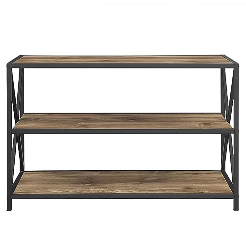 Beyideal 3 Tier Open Shelf Industrial Wood Metal Bookcase Home Office Storage, 40 Inch, Barnwood
