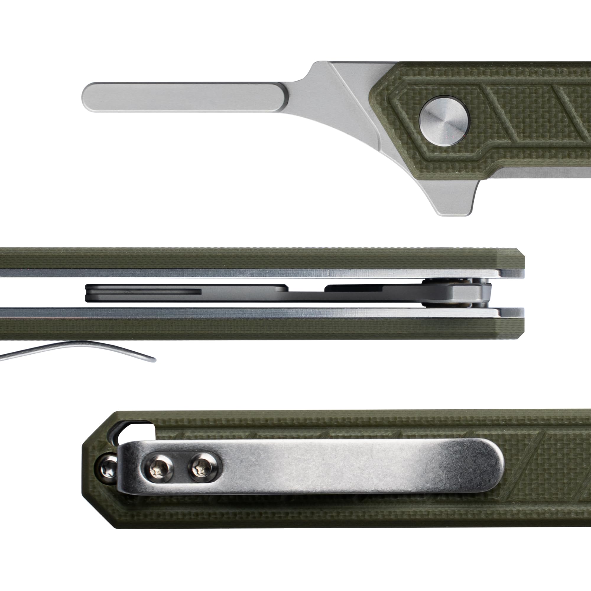OLITANS G046 Mecha Mini Slim Folding Scalpel with 5pcs #24 and 5pcs #60 G14 Handle with Liner Lock, Utility EDC Pocket Knife with Back Clip(Green)