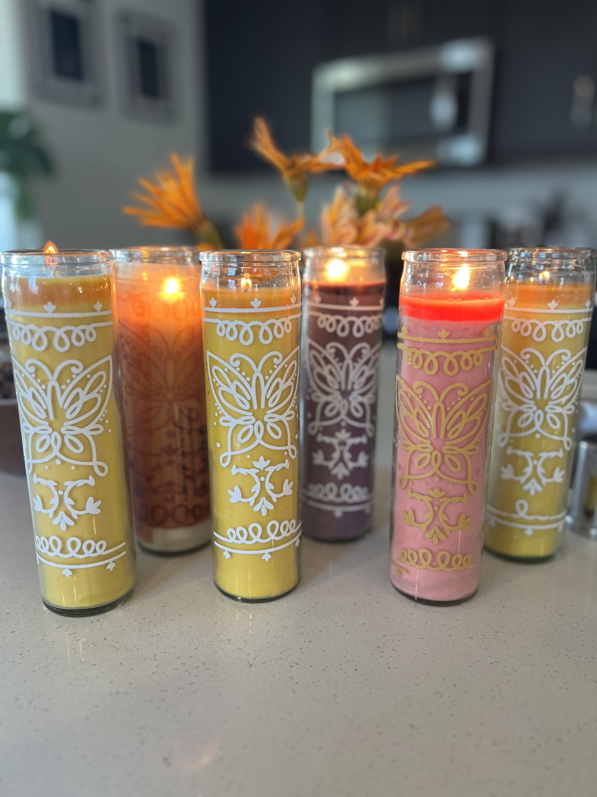 State & Water Encanto Inspired Butterfly Decals for Prayer Candles, 8 Pack (4 White, 4 Gold), fits 8 inch Tall Glass jar (not Included)