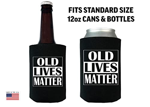 Funny Old Lives Matter Joke Collapsible Can Bottle Beverage Cooler Sleeves 2 Pack Cool Unique Gift For Grandpa Grandma Retirement 2 Pack