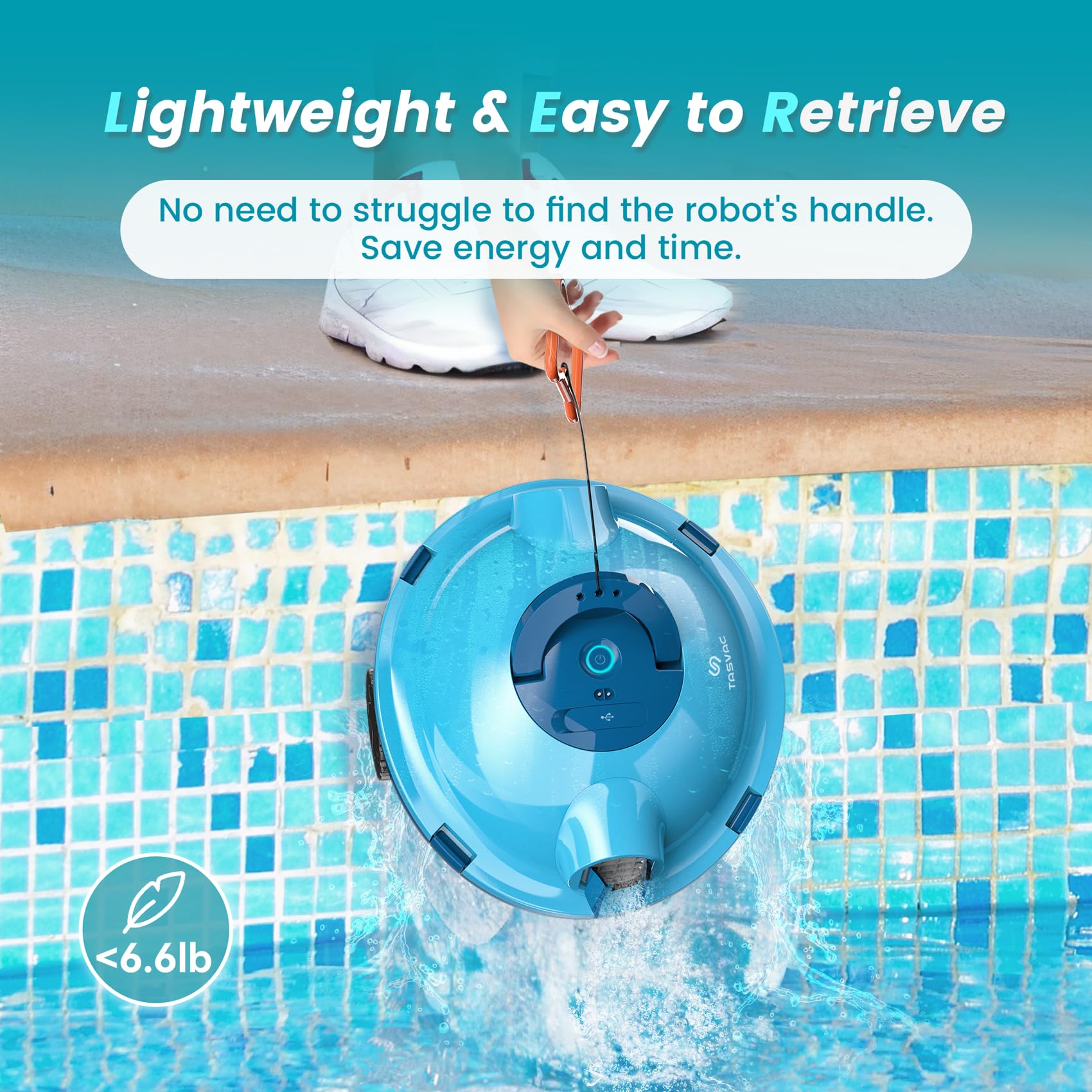 𝟮𝟬𝟮𝟯 𝙐𝙥𝙜𝙧𝙖𝙙𝙚 TASVAC Cordless Robotic Pool Cleaner, Automatic Pool Vacuum, 90 Mins Runtime, Powerful, Self-Parking, Lightweight, Ideal for Flat Above/In-Ground Pool up to 65 Feet/1100 Sq.Ft