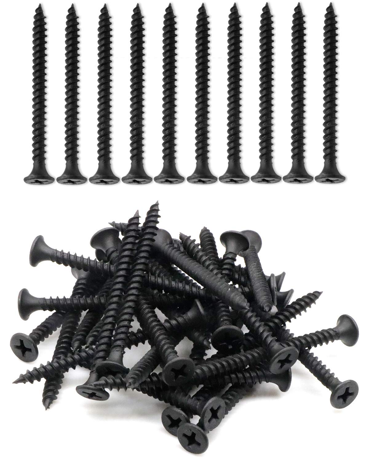 IMScrews 100pcs #8 x 2 Flat Head Phillips Drywall Screws Fine Thread Sharp Point Wood Screw, Carbon Steel 1022A, Black Phosphate
