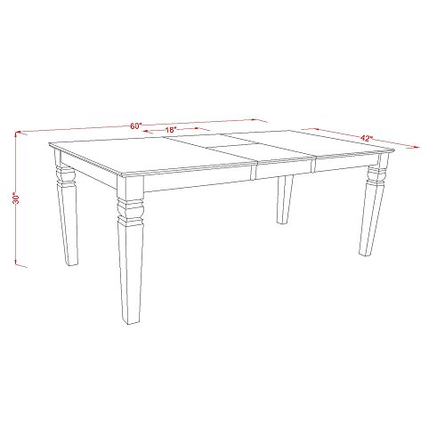 EAST WEST FURNITURE 7Pc Rectangular 42/60 inch Dinette Table With 18 In Leaf And 6 Parson Chair With Black Leg And Linen Fabric Shitake