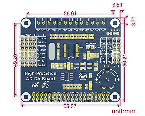 XYGStudy for Raspberry Pi 4B/3B+/3B/2B/B+/A+ Jetson Nano High-Precision AD/DA Expansion Board Sheild Onboard ADS1256 DAC8552 ADC DAC Jumper