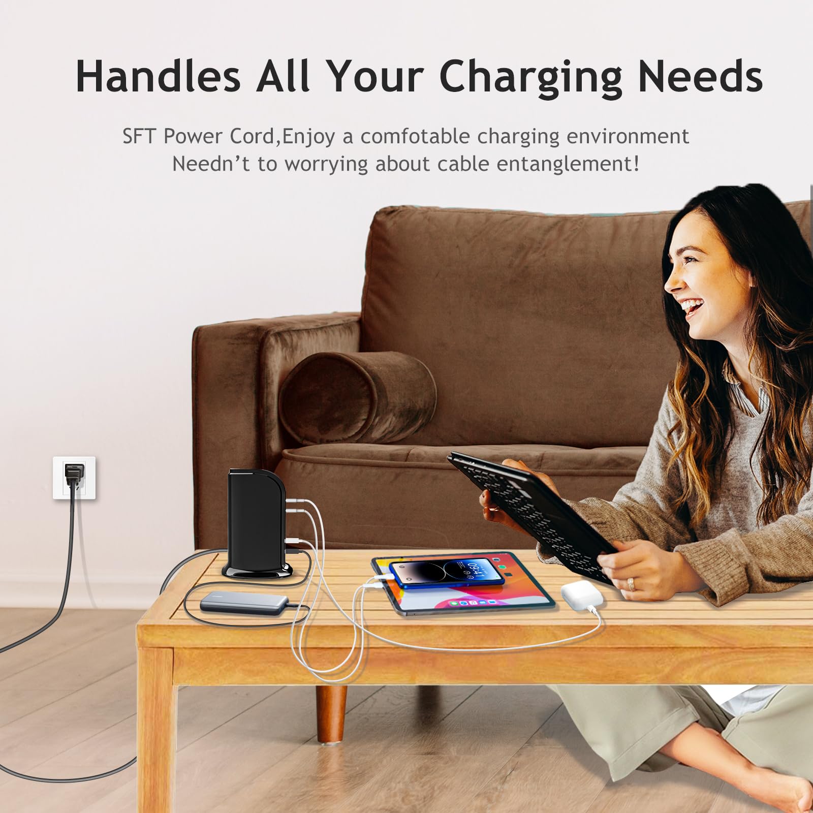 ๐ฎ๐ฌ๐ฎ๐ฏ ๐ก๐ฒ๐ USB C Charging Station with Dual PD20W RISWOJOR, 70W 6-Port USB C Fast Charger Block with Auto Detect, USB Multiport Charger Hub Tower for Smartphone Tablet and Multiple Devices, RIS70W01A
