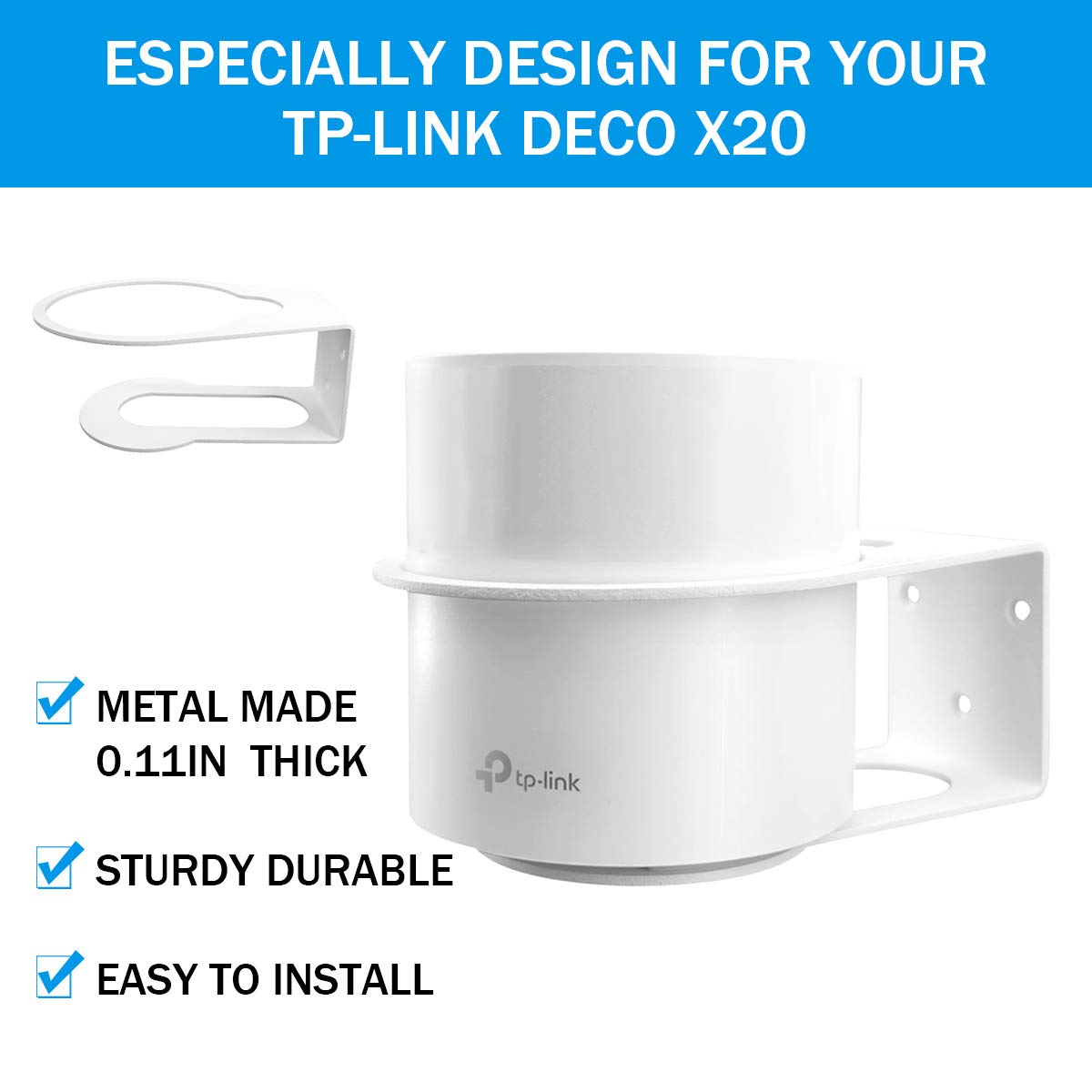 TP-Link Deco X20 Wall Mount Bracket,ALLICAVER Sturdy Metal Made Mount Stand Holder Compatible with TP-Link X20 WiFi 6 Mesh WiFi System (white-2-Pack)
