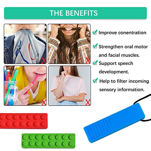 Chew Necklace, Sensory Chew Necklace Bundle for Kids with Teething, ADHD, Autism, Biting Needs, Oral Motor Chewy Teether, for Boys&Girls。