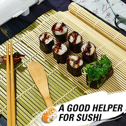 ISSEVE Sushi Making Kit, Bamboo Sushi Mat, All In One Sushi Bazooka Maker with Bamboo Mats, Bamboo Chopsticks, Paddle, Spreader, Sushi Knife, DIY Sushi Roller Machine