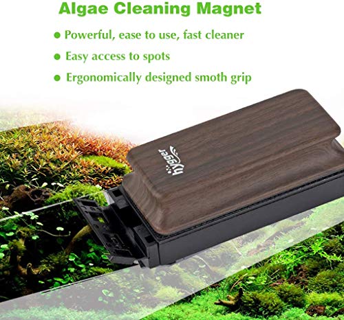 hygger Aquarium Strong Magnetic Cleaner Algae Magnet Cleaning Tool with Scraper Floating Brush for Fish Glass Tank M