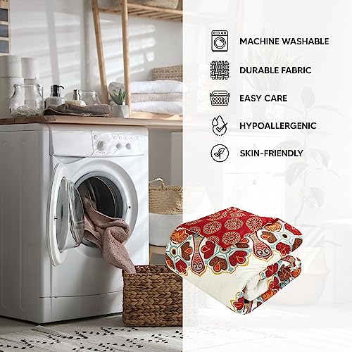 Chic Home CS5045-AN 10 Piece Aberdeen Large Scale Paisley Bohemian Reversible Printed with Embroidered Details. Queen Bed in a Bag Comforter Set Red